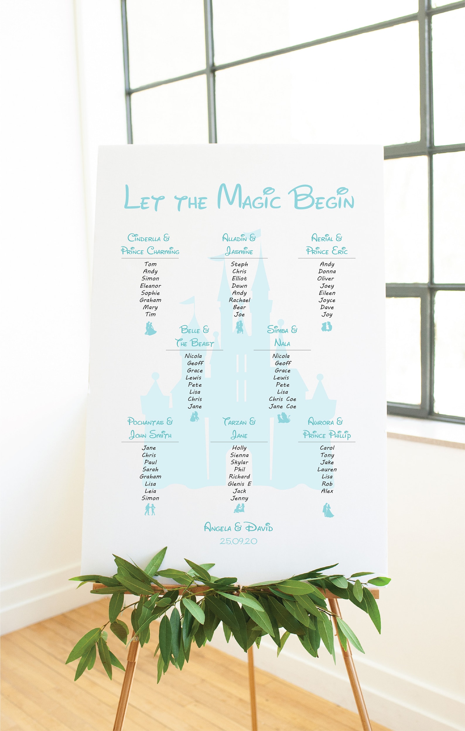 Disney Theme Wedding Table Plan, Seating Chart - Disney Character ...