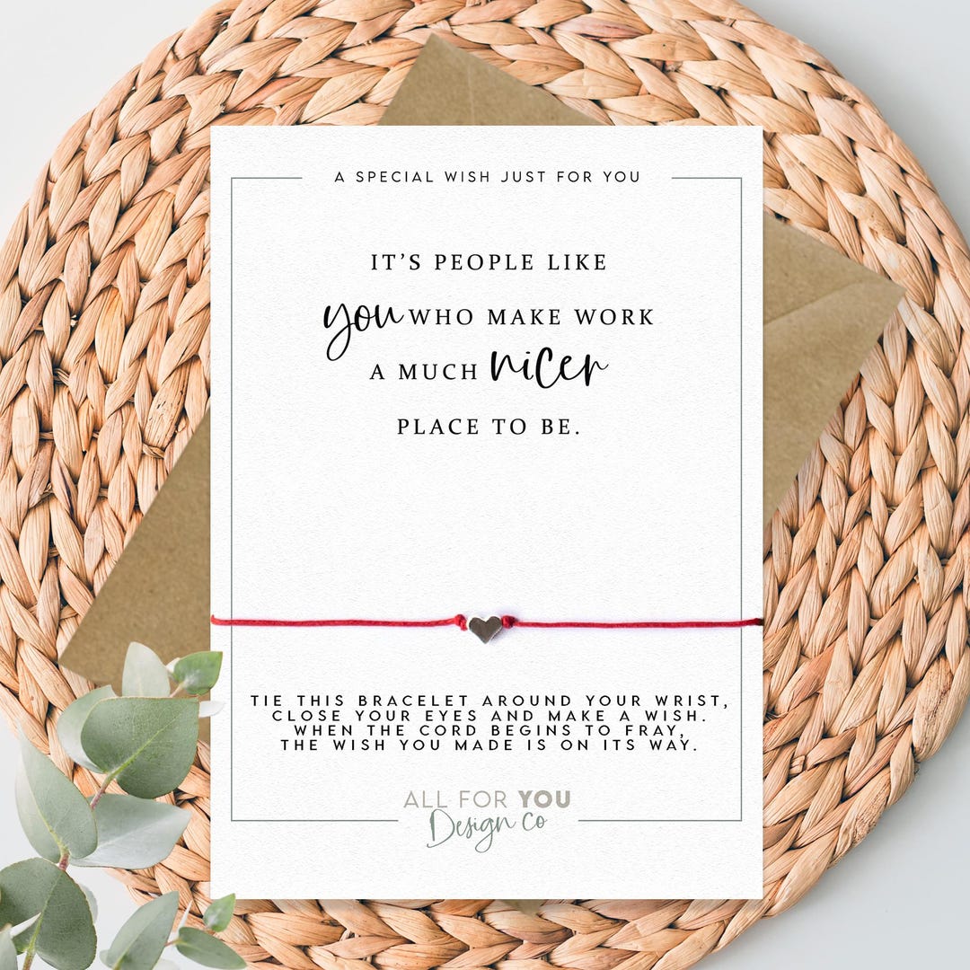 Colleague Gift Wish Bracelet, Work Colleague Thank You Gift, Coworker ...