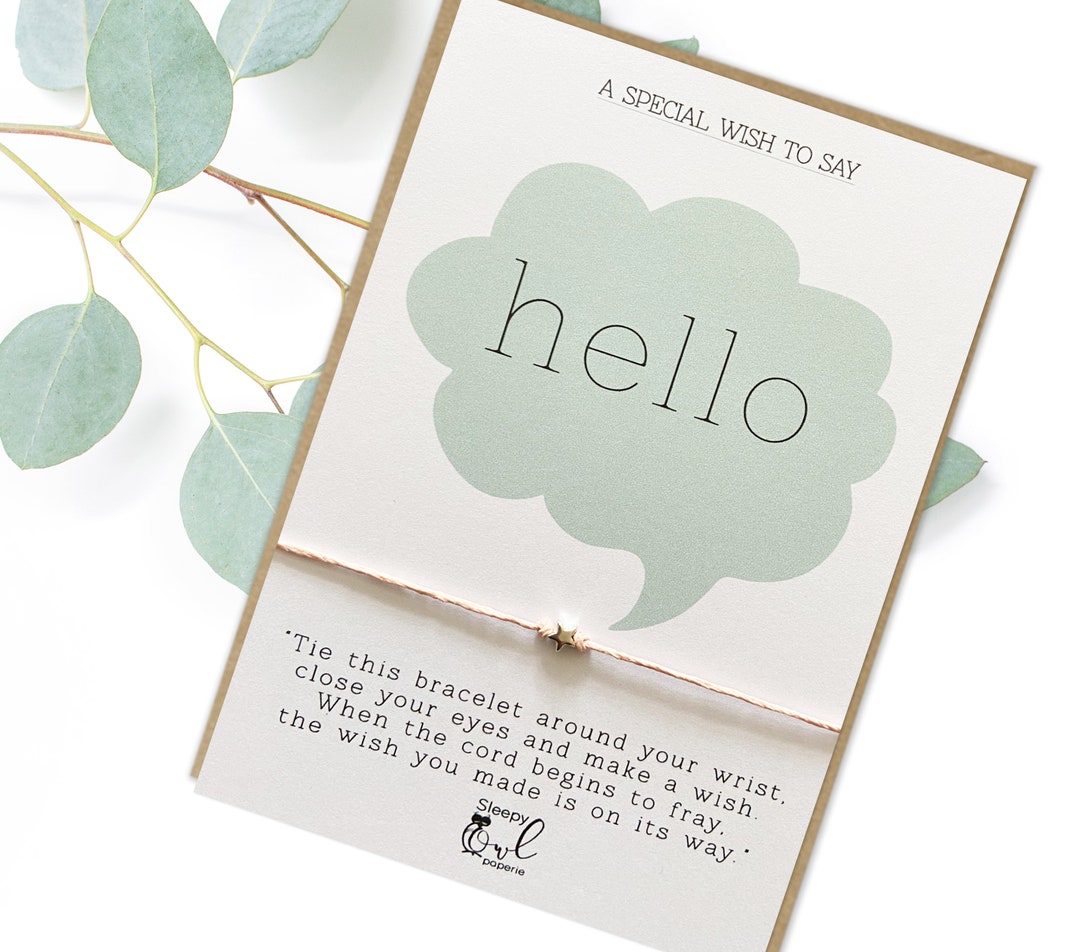 Hello Card Wish Bracelet, Just to Say Hi, Best Friend Card, Pick Me up ...