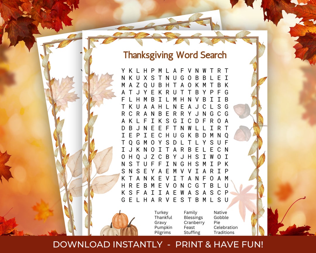 Thanksgiving Word Search | Fall Word Search Games| Seasonal Puzzles ...