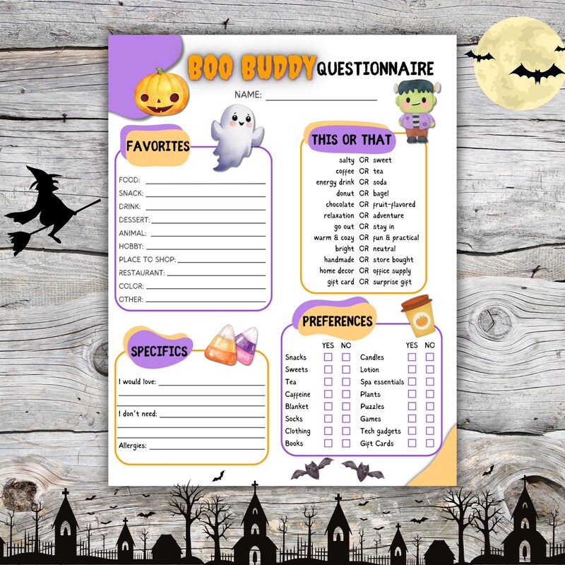 Boo Buddies Questionnaire - Etsy