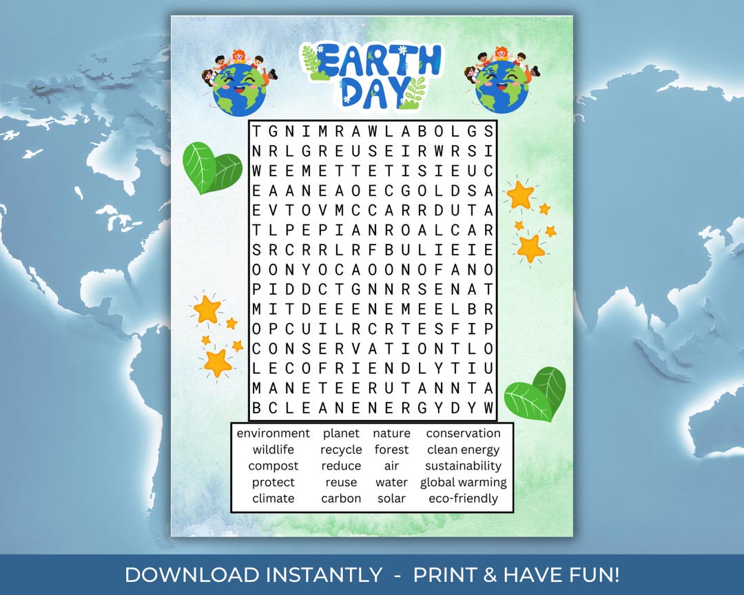 Earth Day Word Search, April Word Search Games, Word Search for Seniors ...