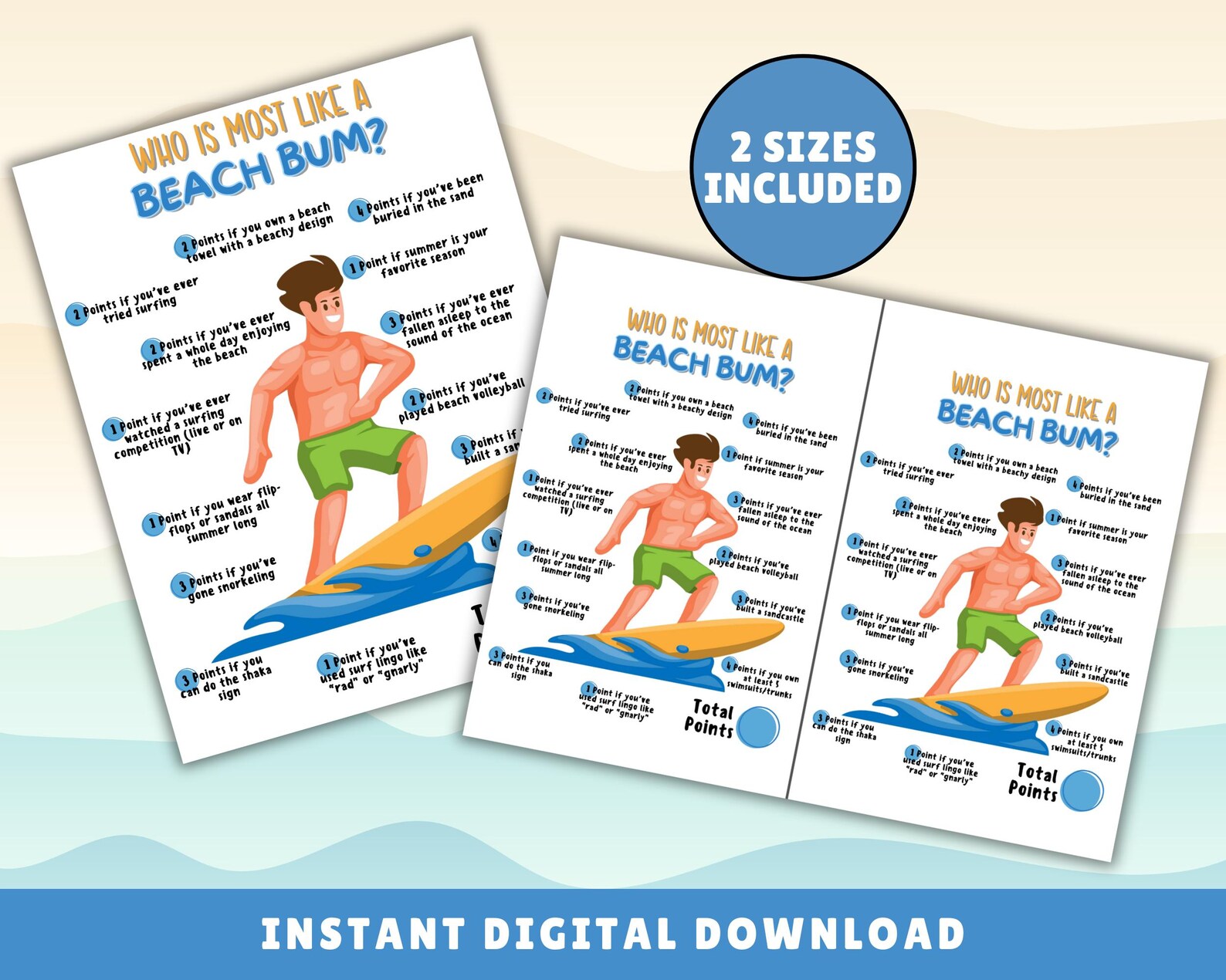 Summer Party Game, Summer Activity, Family Beach Day Activity, Beach Printable Game, July Office ...