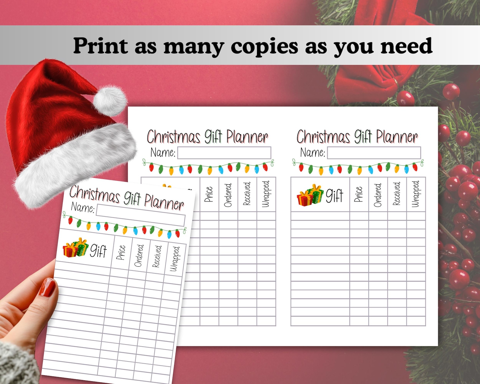 Christmas Gift List Tracker Printable | Christmas to Do List | Holiday ...