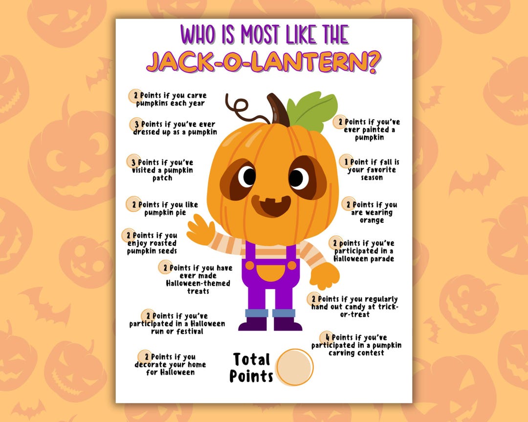 Halloween Party Game, October Activity, Family Halloween Fun, Pumpkin ...