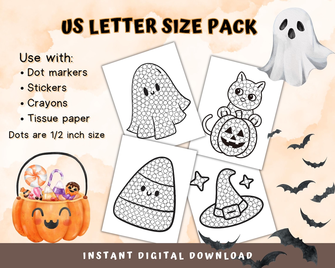 Halloween Dot Marker Printable Pack | Toddler Dot Coloring Fine Motor ...