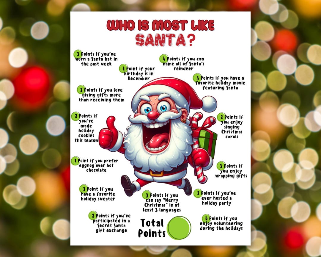 Christmas Party Game, Winter Holiday Activity, Family Christmas, Santa ...