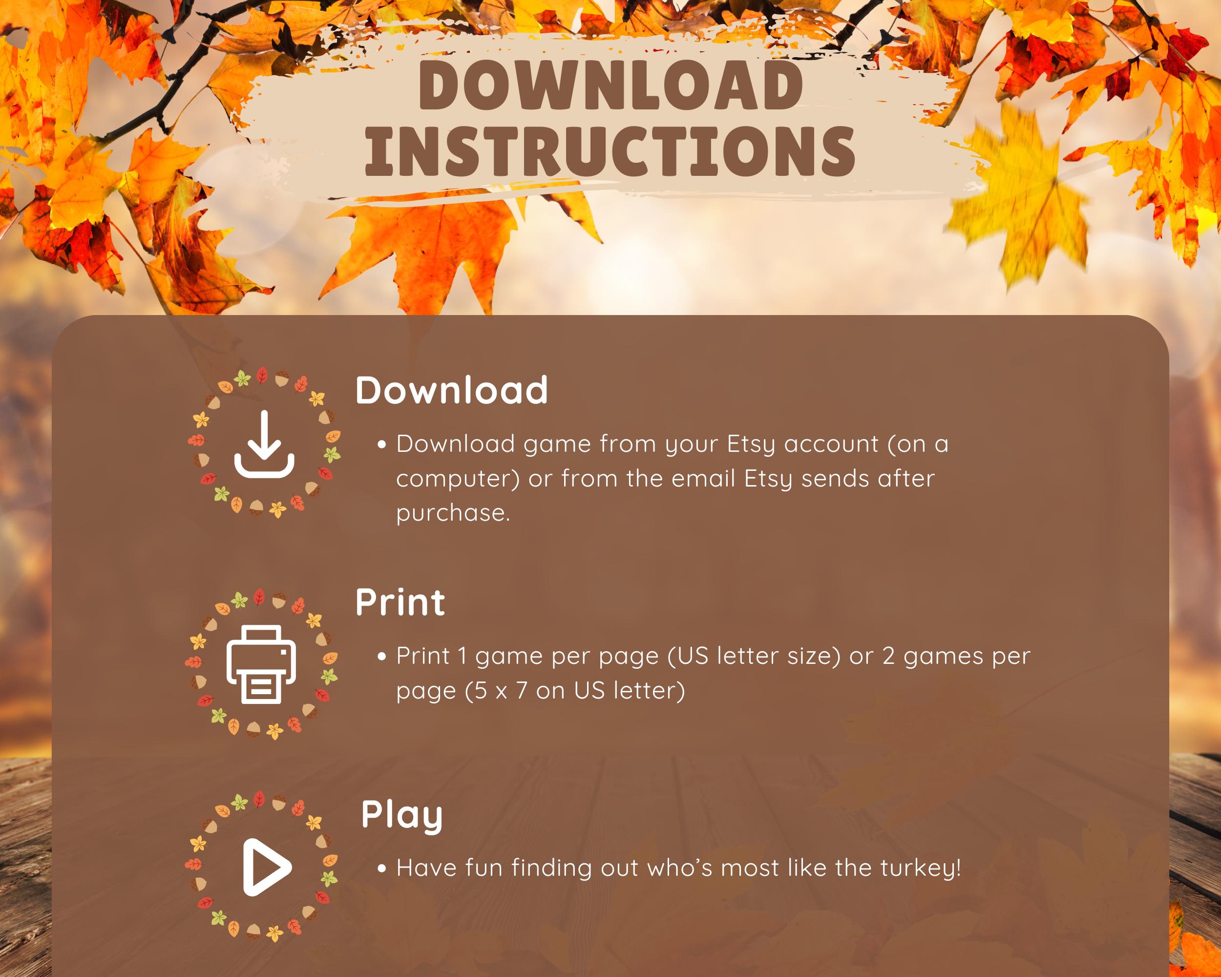 Thanksgiving Party Game, Turkey Day Activity, Family Thanksgiving ...