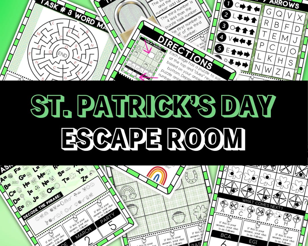 St. Patrick's Day Escape Room for Kids, Printable Games, St. Paddy's ...