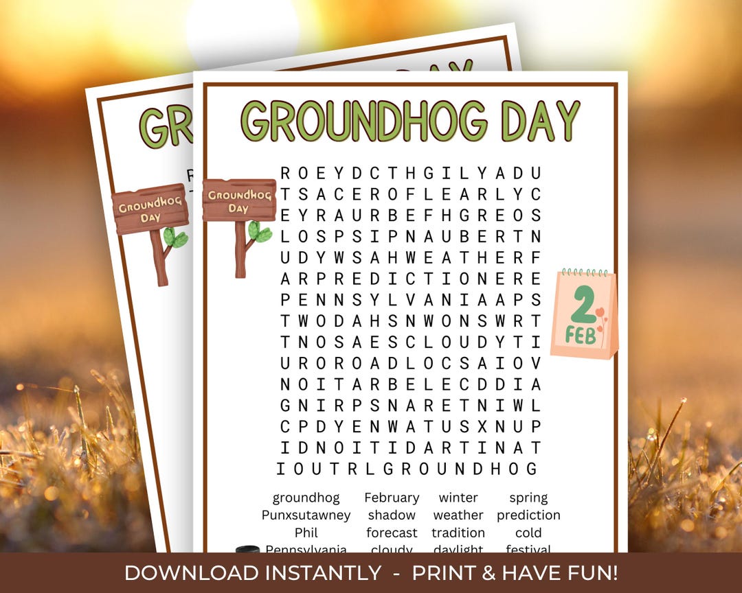 Groundhog Day Word Search, Holiday Word Search Games, February Puzzles ...