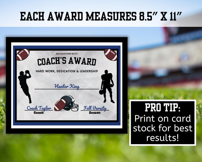 Editable Football Awards Certificate End of Football Season Team Party ...