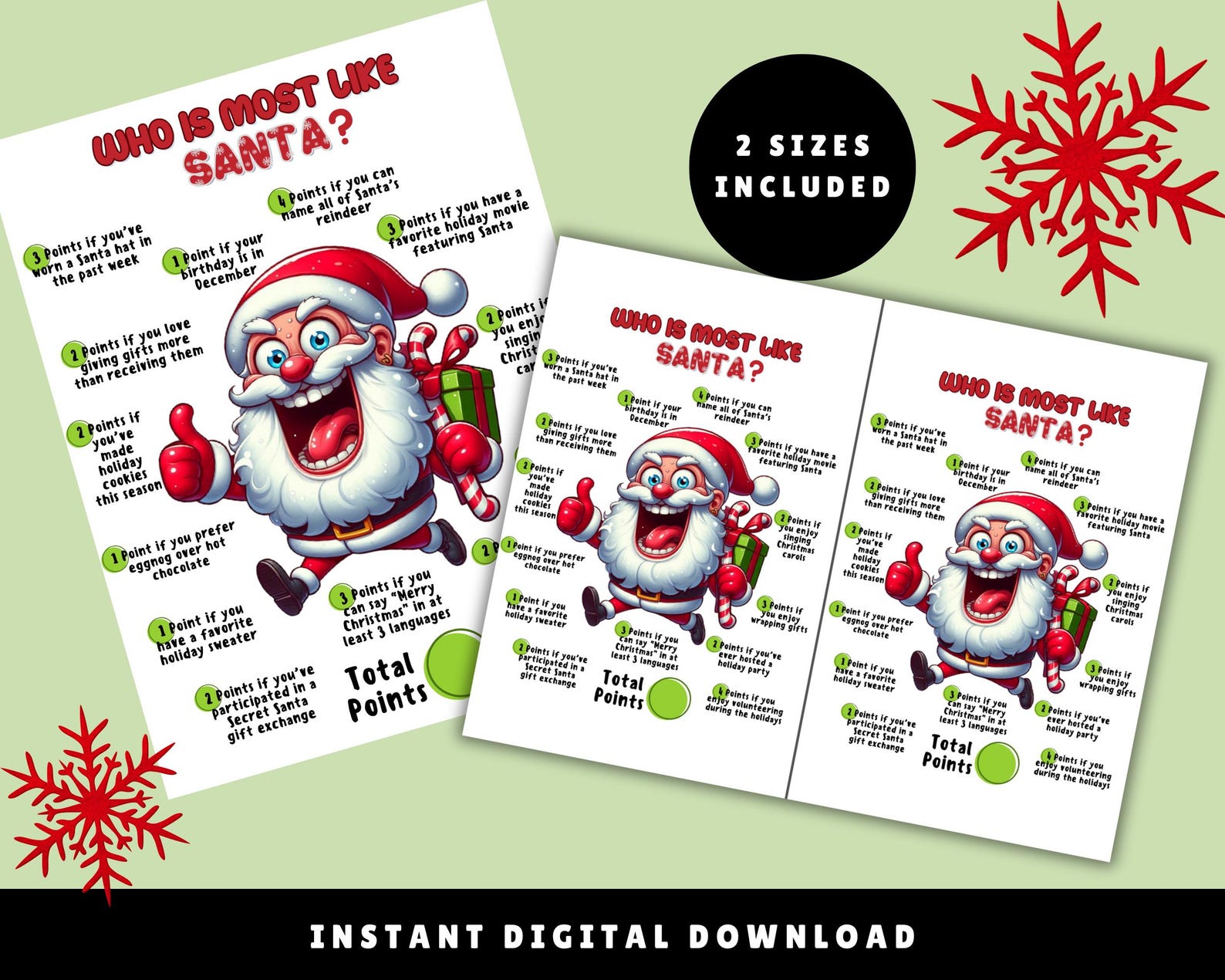 Christmas Party Game, Winter Holiday Activity, Family Christmas, Santa ...