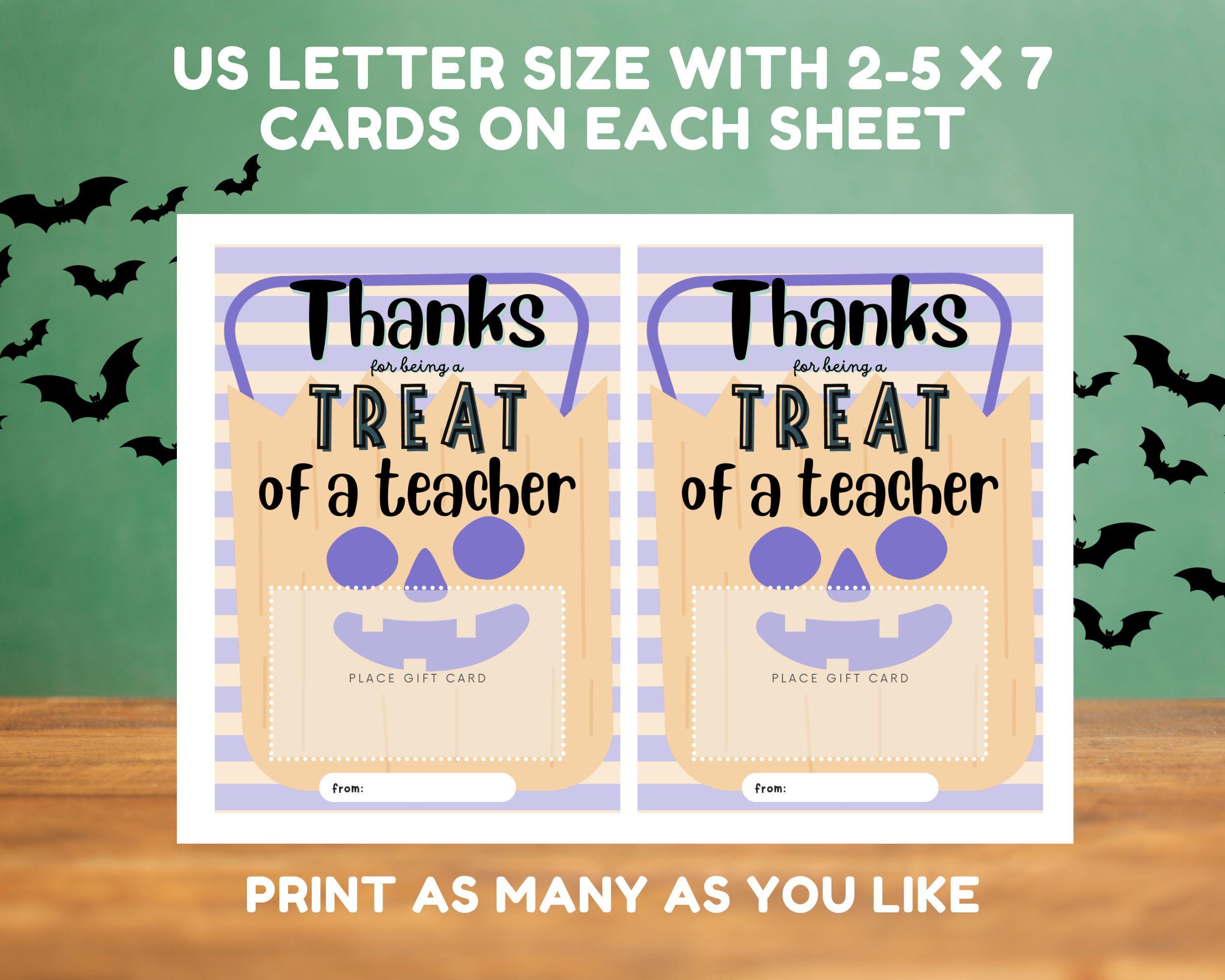 Halloween Gift Card Holder Printable Halloween Teacher Gift Card Holder ...