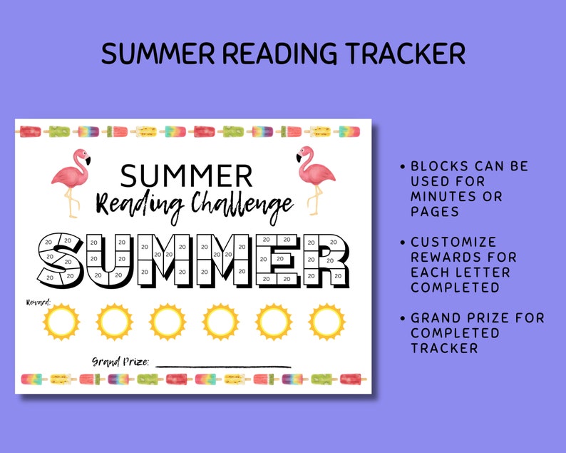 Kids Summer Reading Color Tracker, Student Reading Chart, Kid’s Book ...