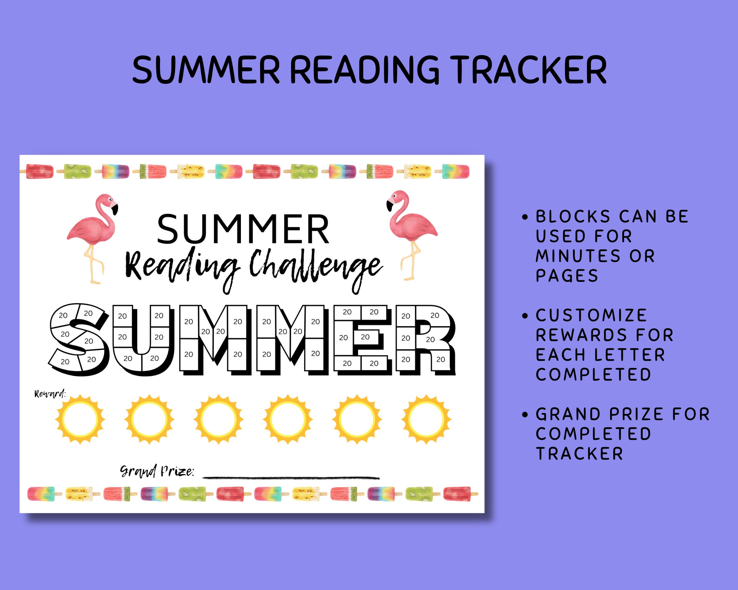 Kids Summer Reading Color Tracker, Student Reading Chart, Kid’s Book ...
