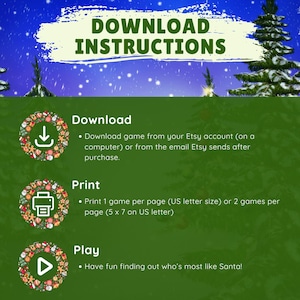 Christmas Party Game, Winter Holiday Activity, Family Christmas, Santa ...