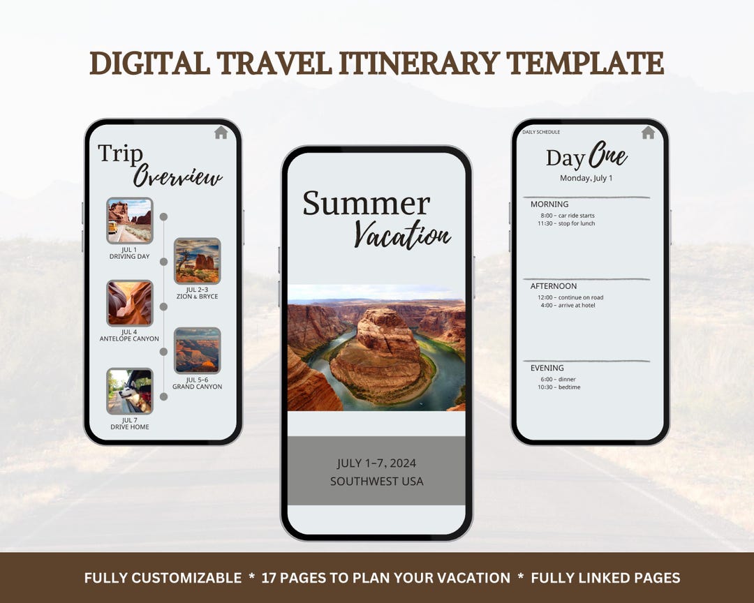 Travel Itinerary Template | Mobile Itinerary | Vacation Planner ...