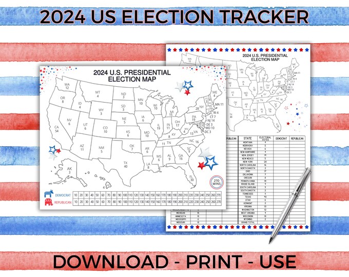 2024 US Election Tracker Wall Chart Presidential Election Vote Tracker ...