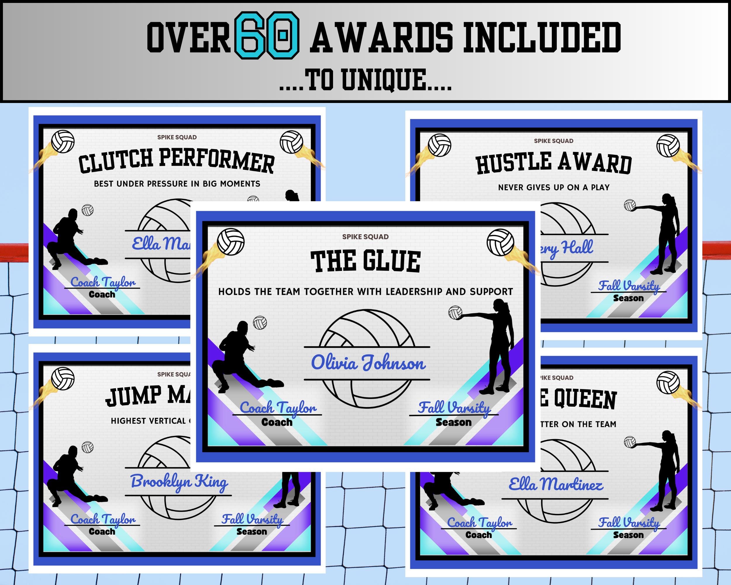 Editable Volleyball Awards Certificate End of Volleyball Season Team ...