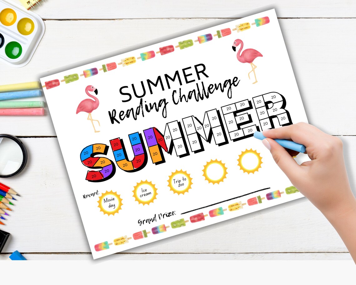 Kids Summer Reading Color Tracker, Student Reading Chart, Kid’s Book ...