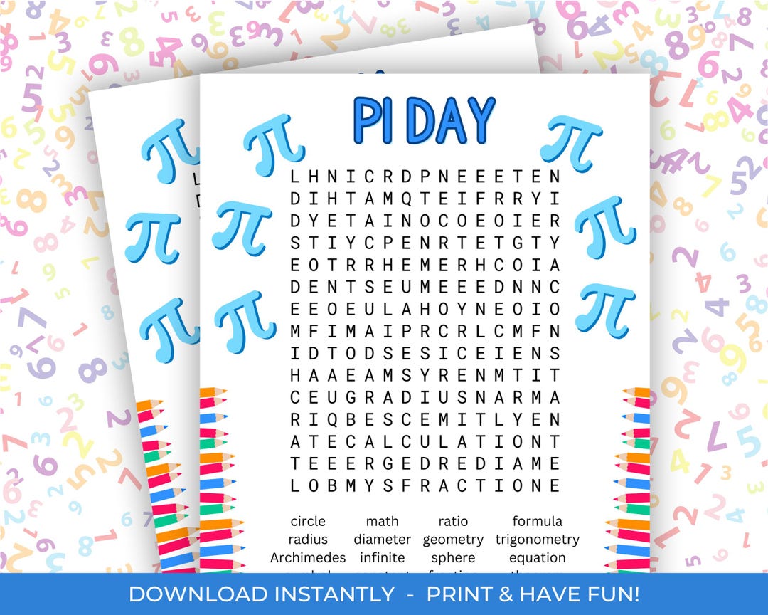 Pi Day Word Search, March Word Search Games, Word Search for Seniors ...