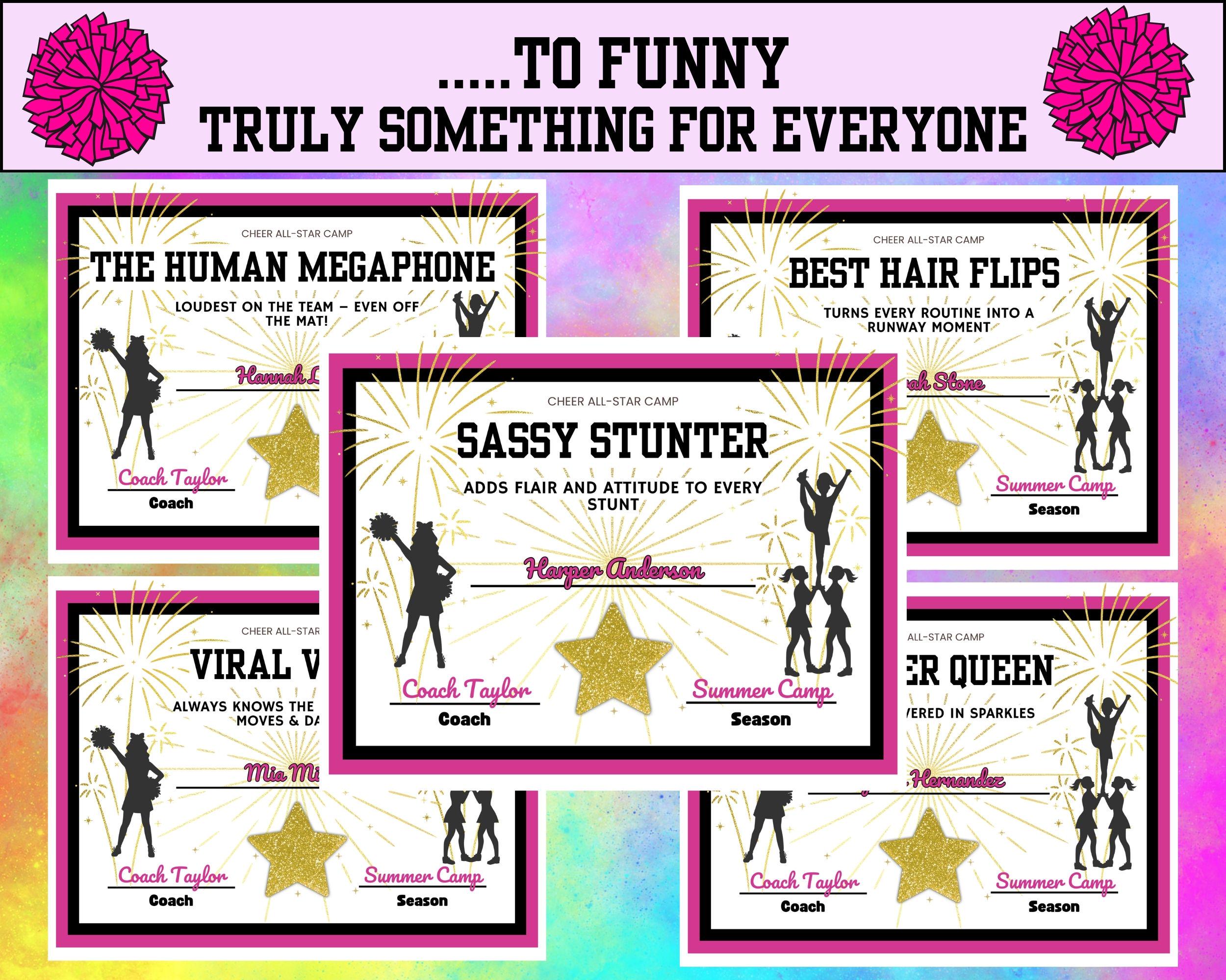 Editable Cheer Awards Certificate End of Cheer Season Team Party Gifts ...