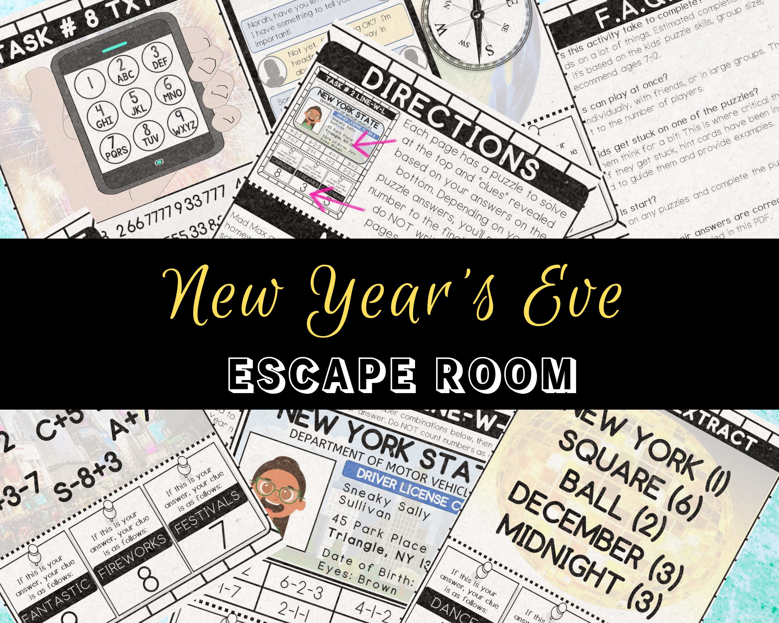 New Year's Eve Escape Room for Kids, Printable Party Game, NYE Escape ...