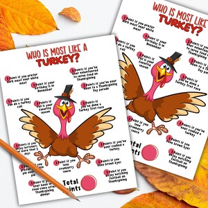 Thanksgiving Party Game, Turkey Day Activity, Family Thanksgiving ...
