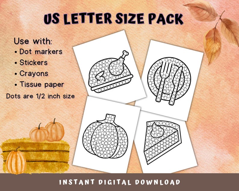 Thanksgiving Dot Marker Printable Pack Toddler Dot Coloring Fine Motor ...