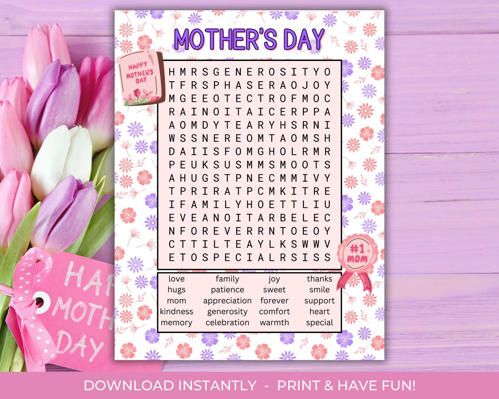 Mother's Day Word Search, May Word Search Games, Word Search for ...