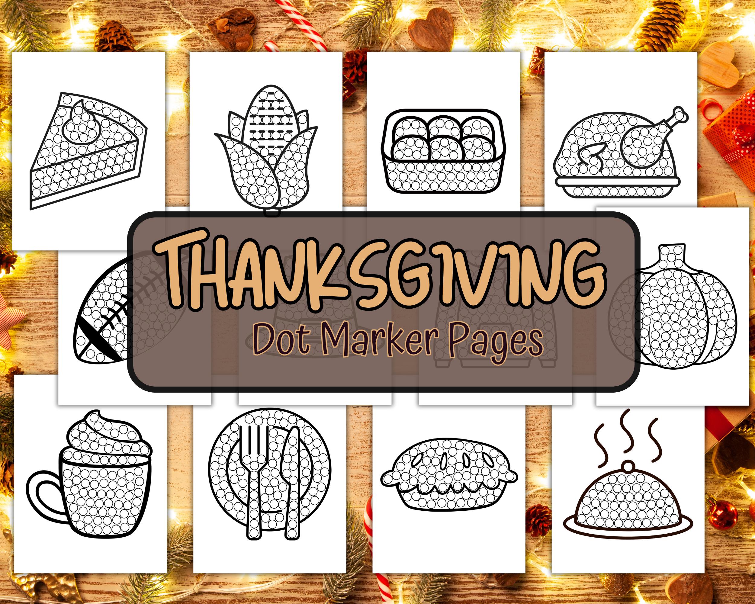 Thanksgiving Dot Marker Printable Pack Toddler Dot Coloring Fine Motor ...