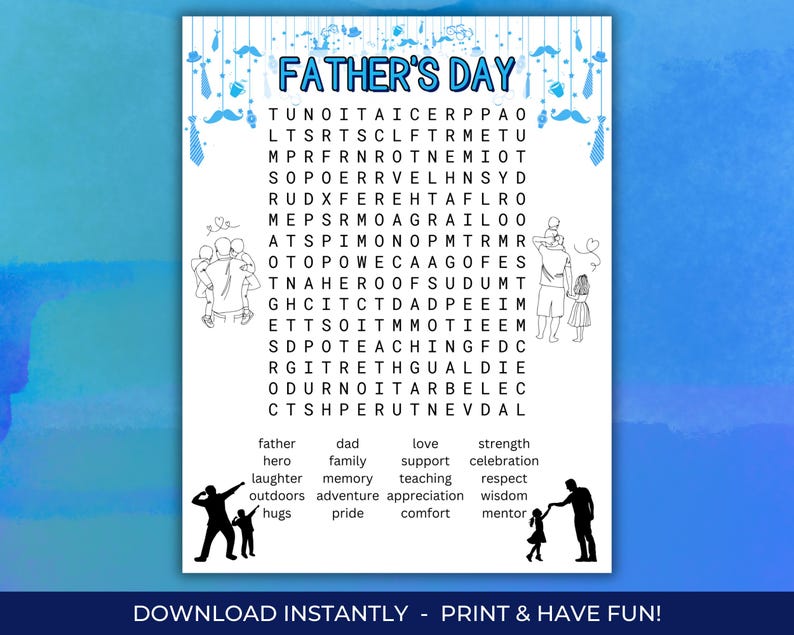 Father's Day Word Search, June Word Search Games, Word Search for ...
