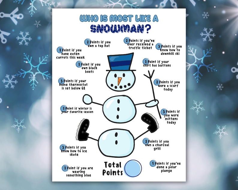 Christmas Party Game, Winter Holiday Activity, Family Christmas ...