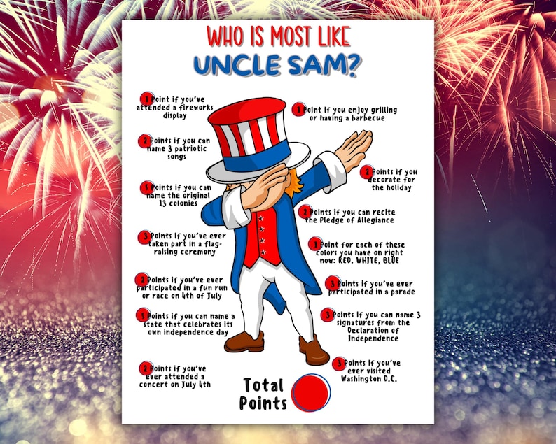 Fourth of July Party Game, Summer Activity, Family Independence Day Fun ...