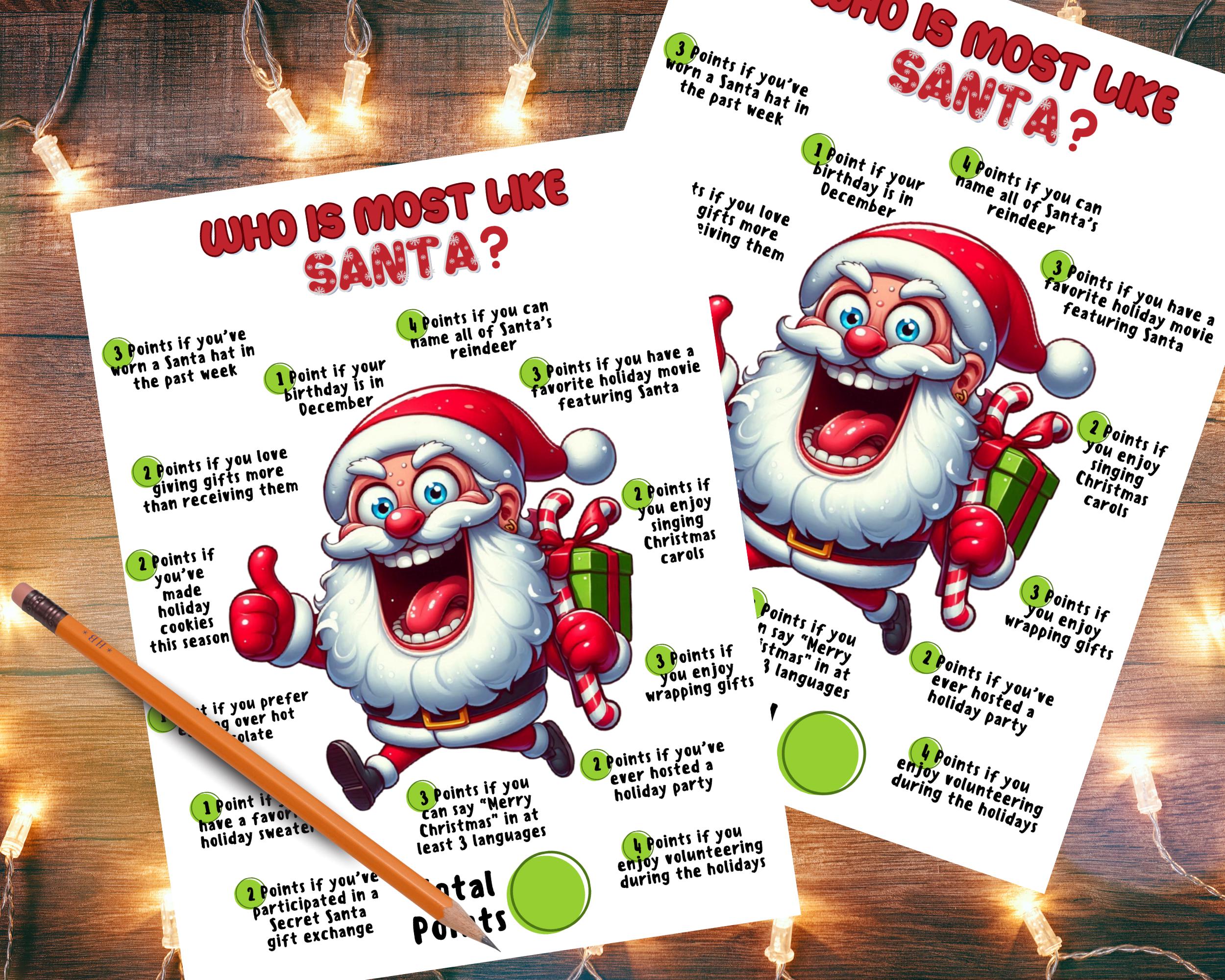 Christmas Party Game, Winter Holiday Activity, Family Christmas, Santa ...