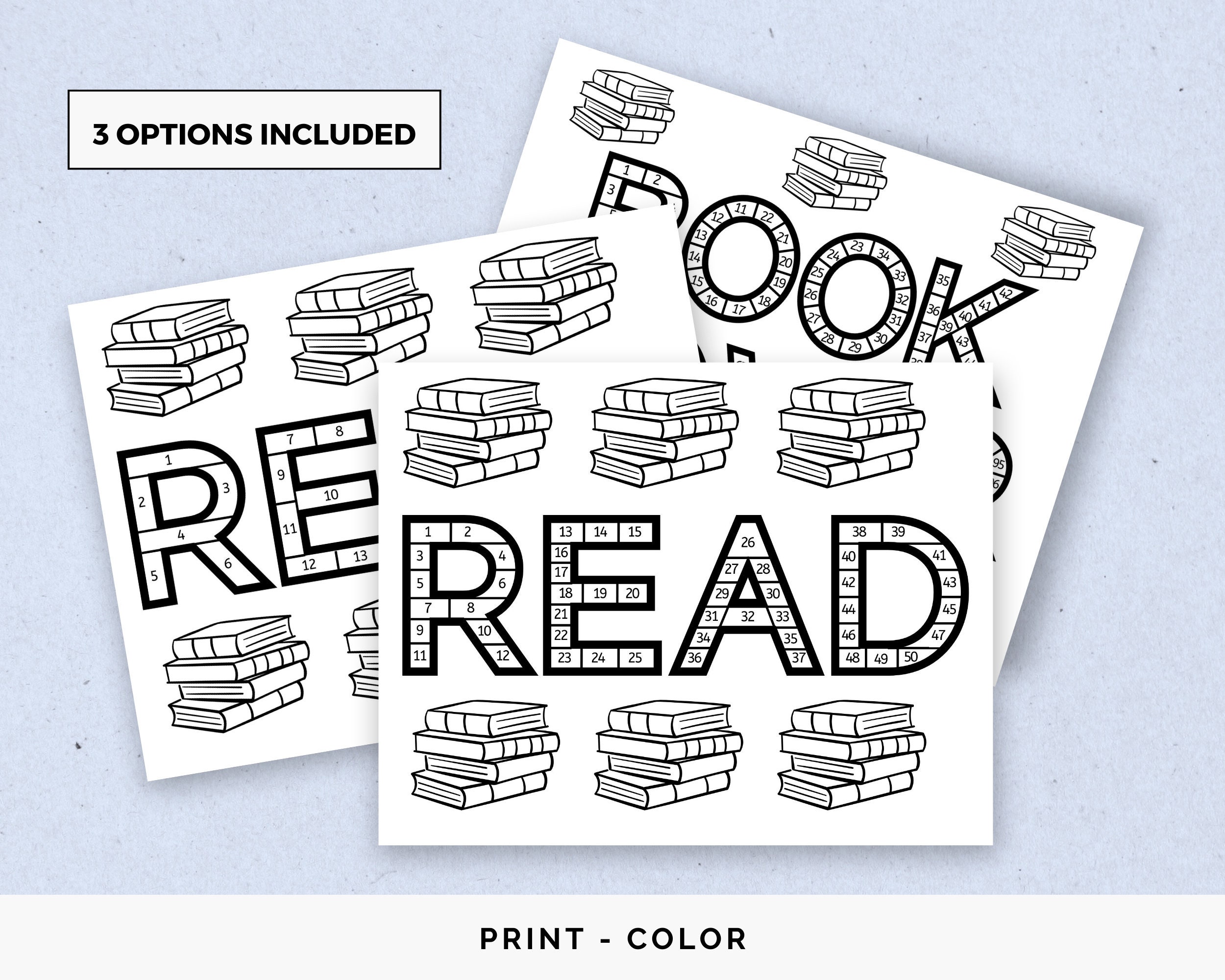 Book Challenge Tracker, Reading Challenge Printable, 25/50/100 Book ...