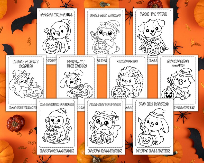 Printable Halloween Coloring Cards | Halloween Activity for Kids ...