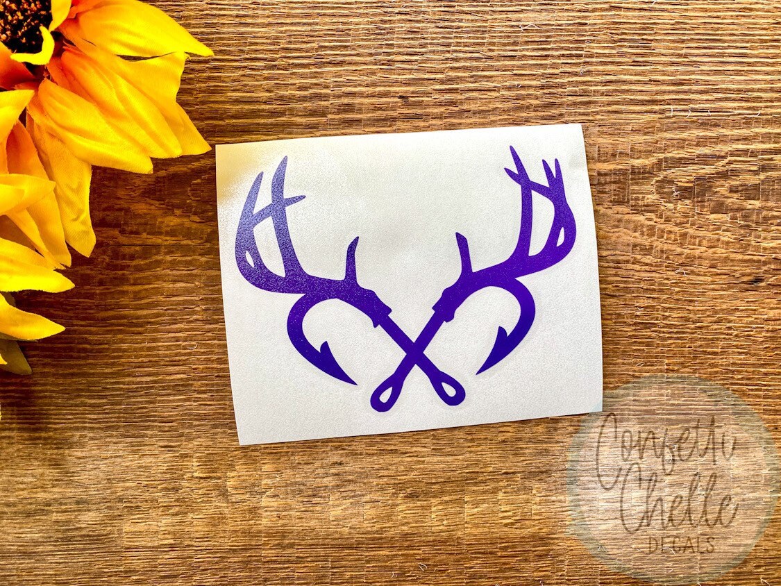 Deer Decal Deer Horns Decal Fish Hook Decal Deer Antlers - Etsy