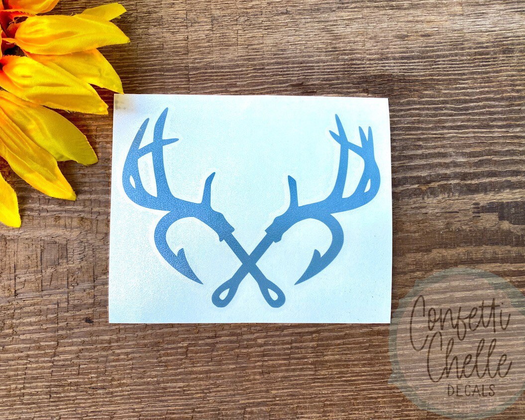 Deer Decal Deer Horns Decal Fish Hook Decal Deer Antlers - Etsy