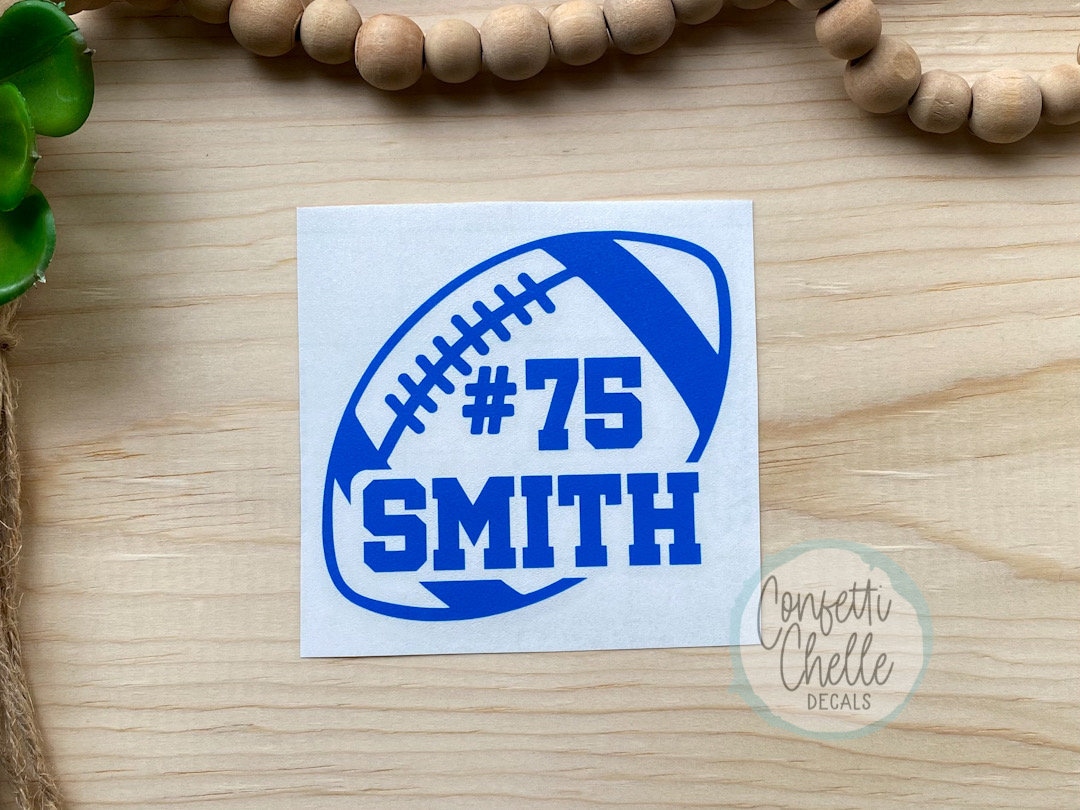 Football Decal Sticker With Name and Number | Football Name Decal ...