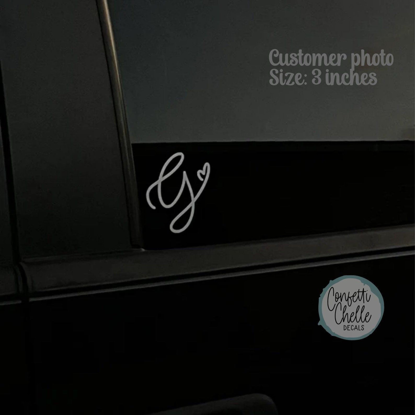 Decal CUTE Single Initial Decal Initial With Heart Loop Accent Decal ...