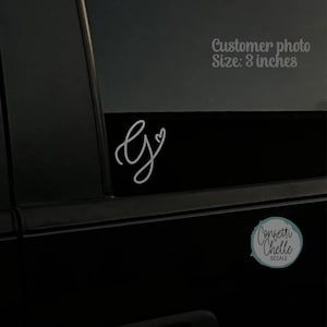 Decal | CUTE Single Initial Decal | Initial With Heart Loop Accent ...