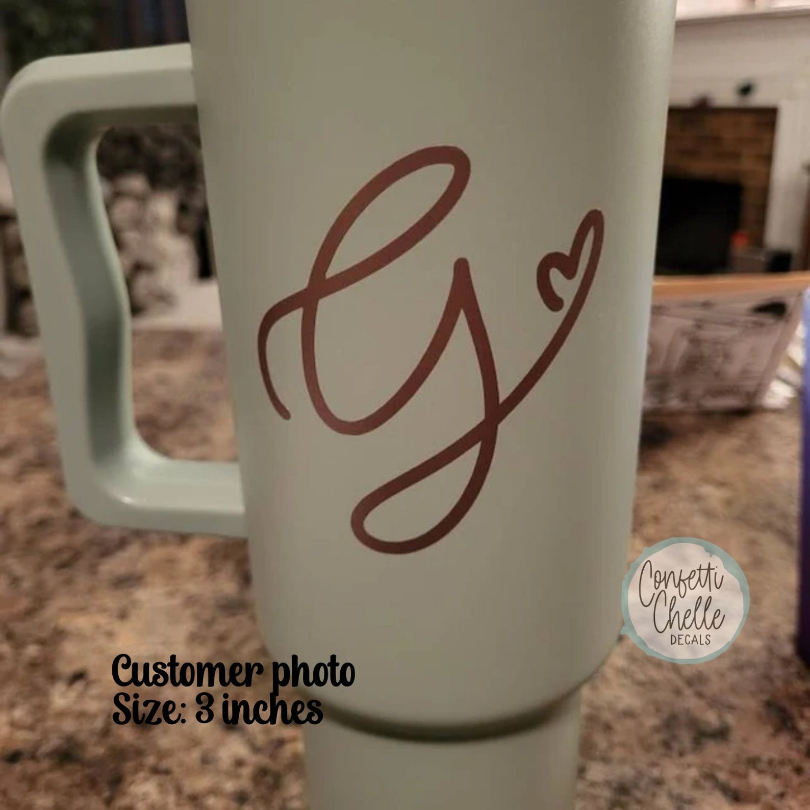 Decal CUTE Single Initial Decal Initial With Heart Loop Accent Decal ...