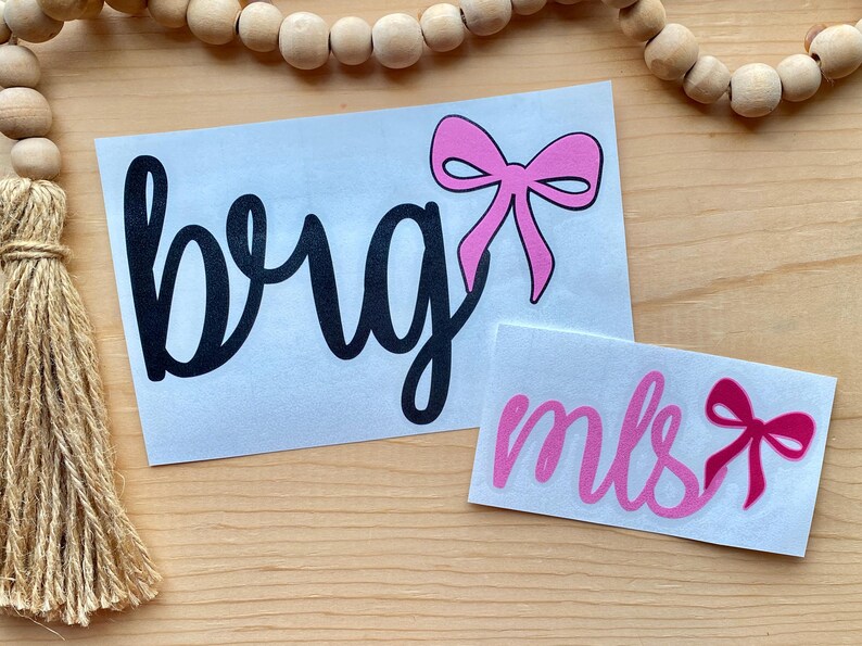 Bow Monogram Decal | Cursive Initials With Bow | Handwritten | 30 Color ...