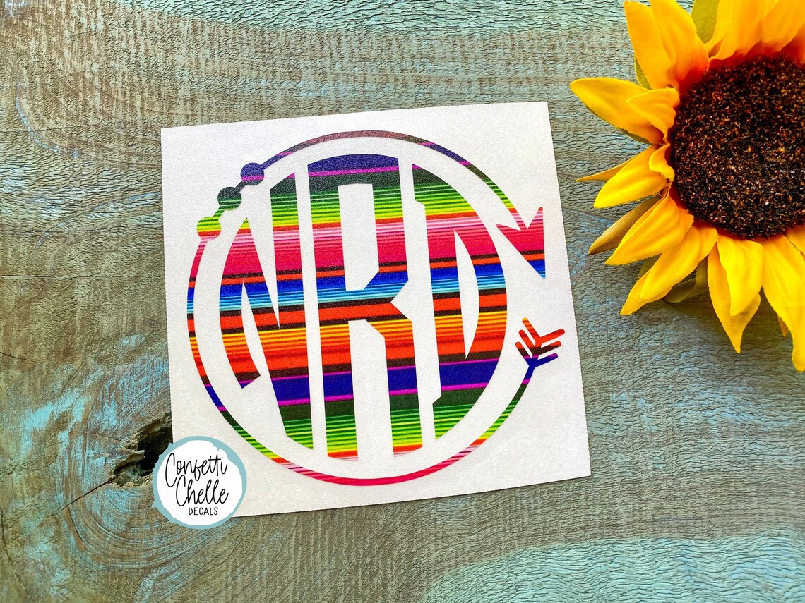 Arrow Monogram Decal Personalized Circle Monogram Car - Etsy