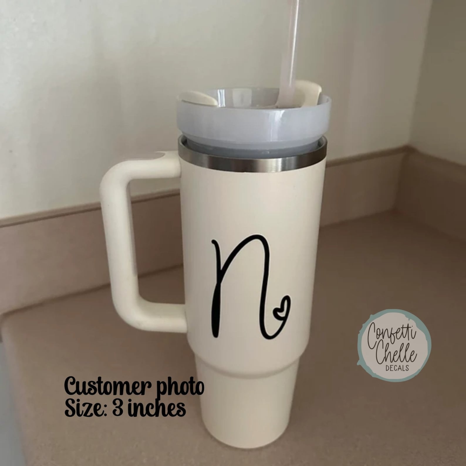 Decal CUTE Single Initial Decal Initial With Heart Loop Accent Decal ...