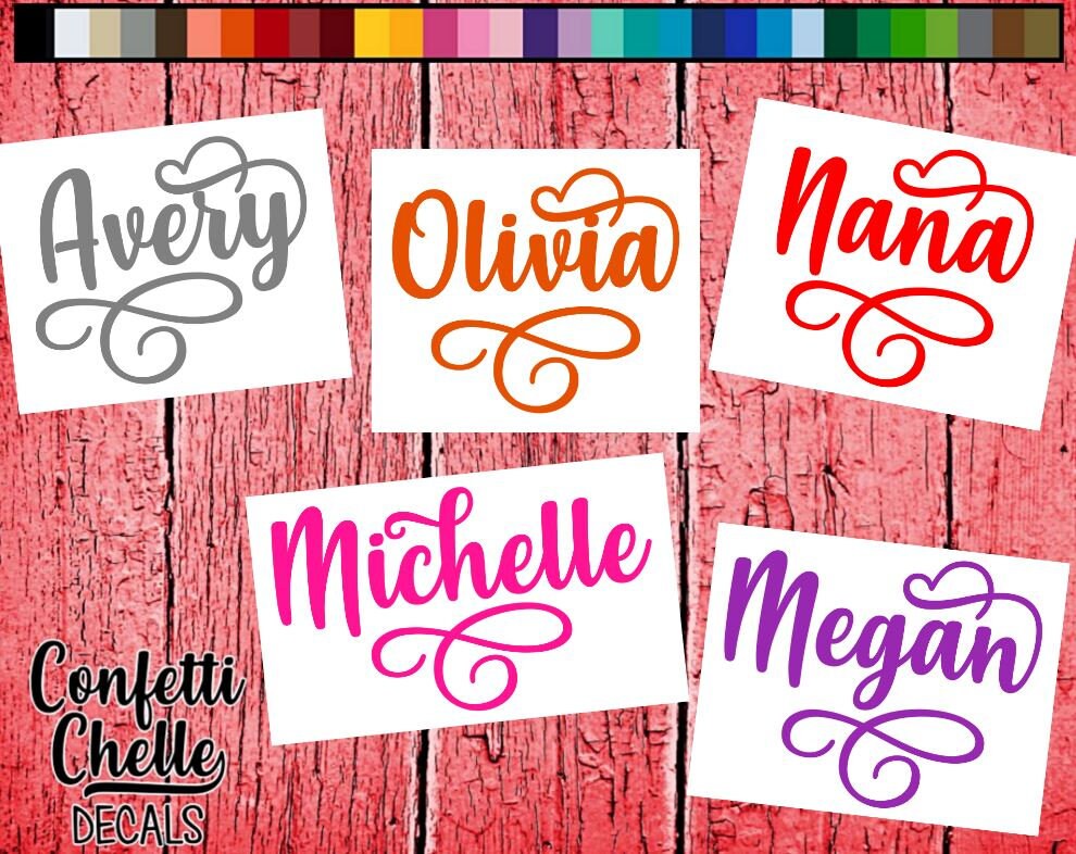 Vinyl Name Decal Fancy Name Decal Elegant Script Name | Etsy