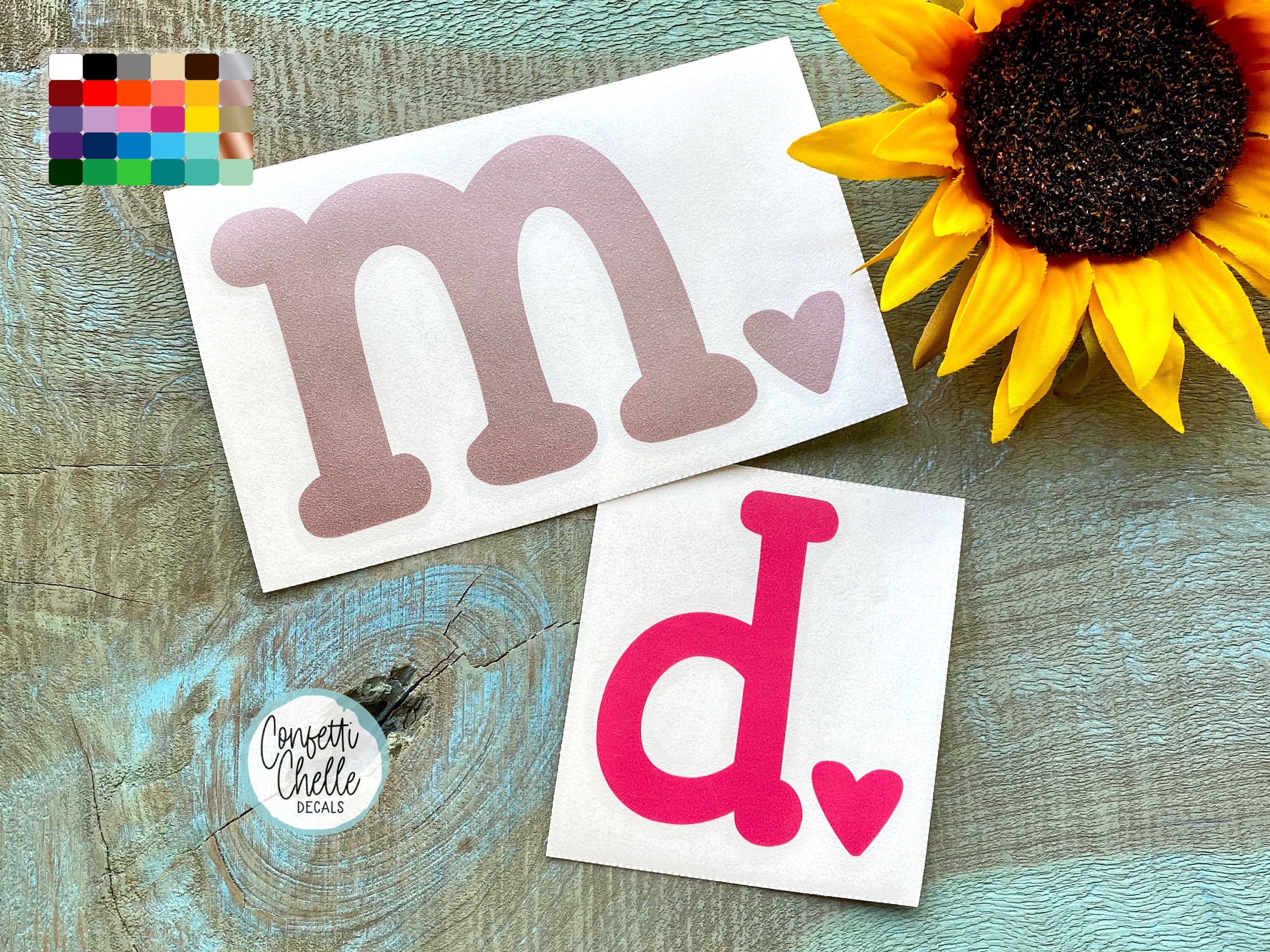 Decal | Single Initial Decal | Initial With Heart Decal | Typewriter ...