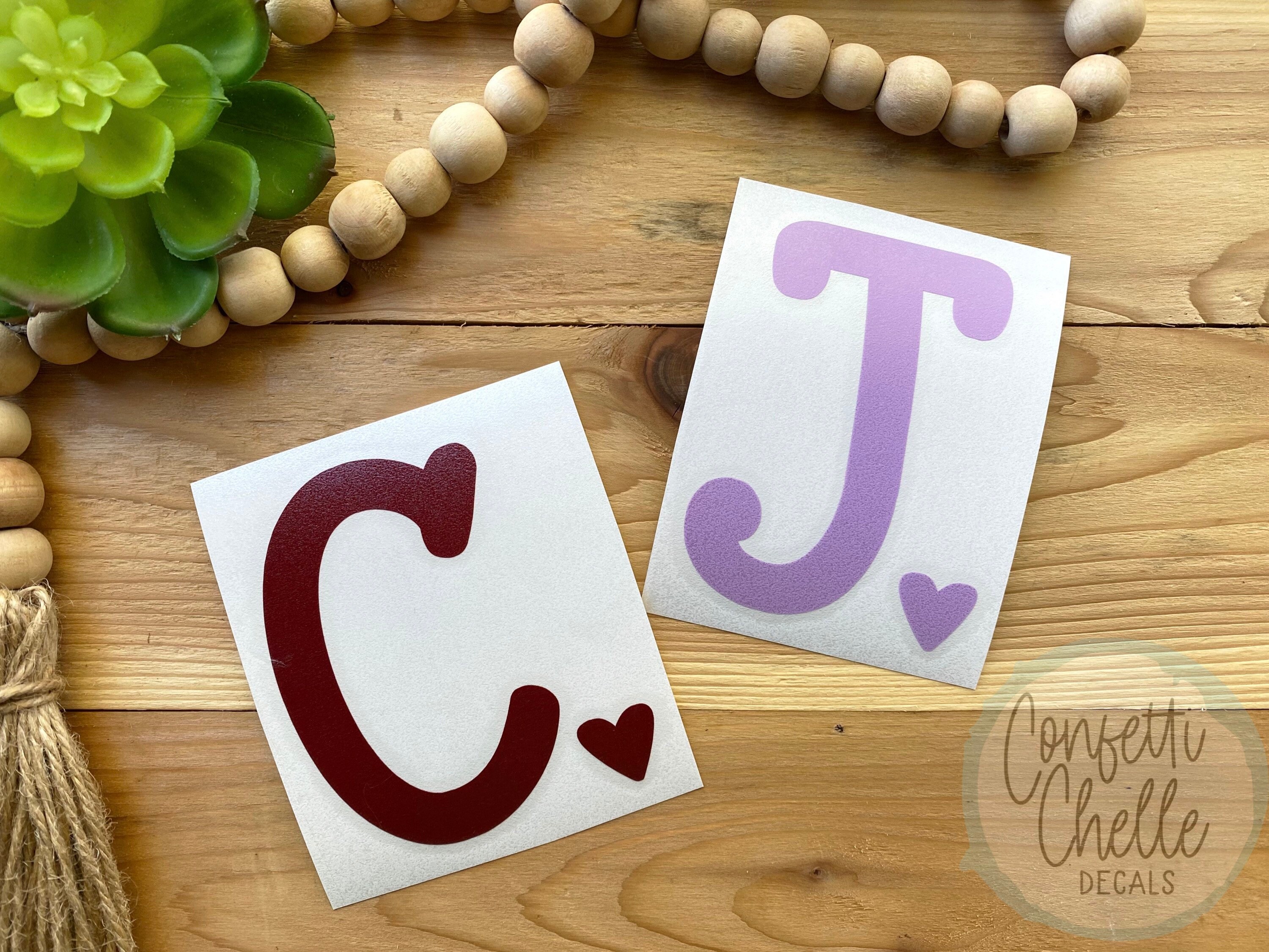 Decal | Single Initial Decal | Initial With Heart Decal | Typewriter ...