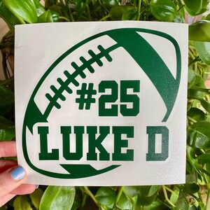 Football Decal Sticker With Name and Number | Football Name Decal ...